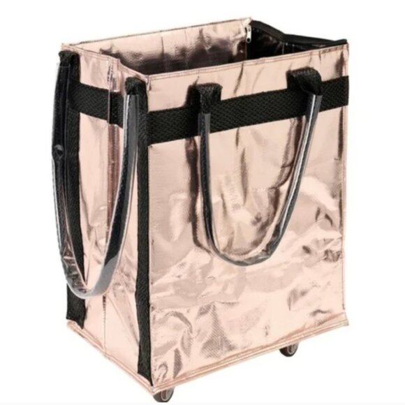 Bags | New Ls Live In Style Foldable Rolling Tote Rose Gold Aldi Bag ...